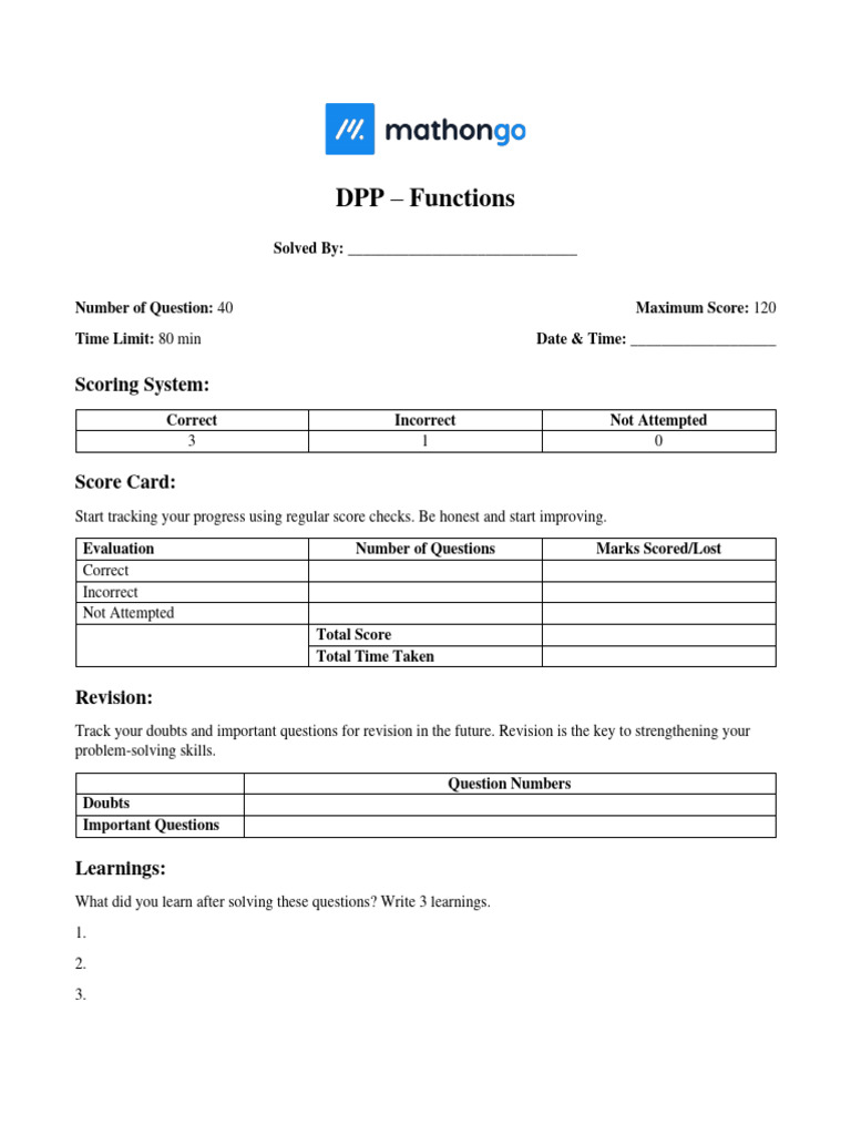 DPP Functions | PDF | Function (Mathematics) | Mathematical Relations