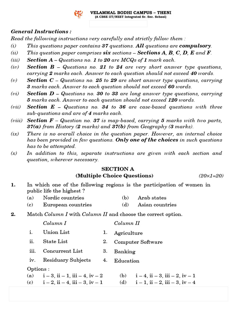 Sample Paper 2 | PDF | Flood | Democracy