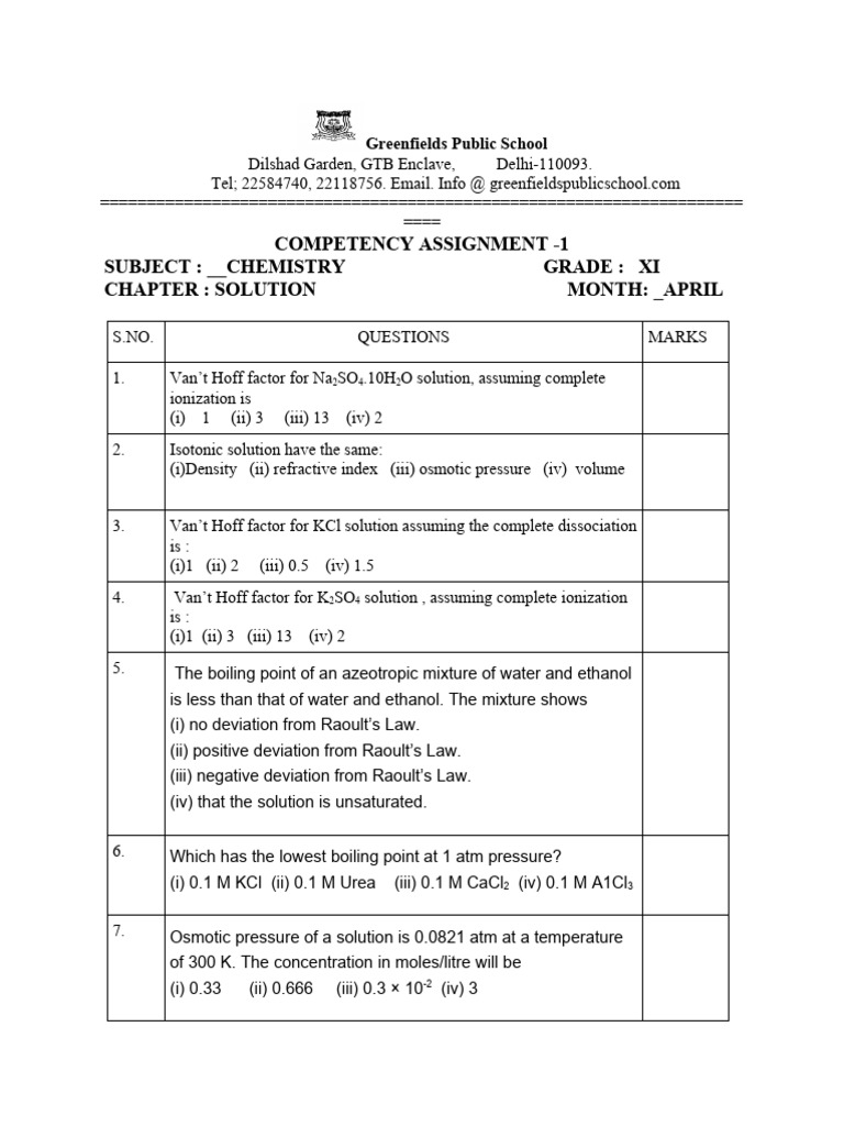solution ass 1 | PDF | Applied And Interdisciplinary Physics | Physical Chemistry
