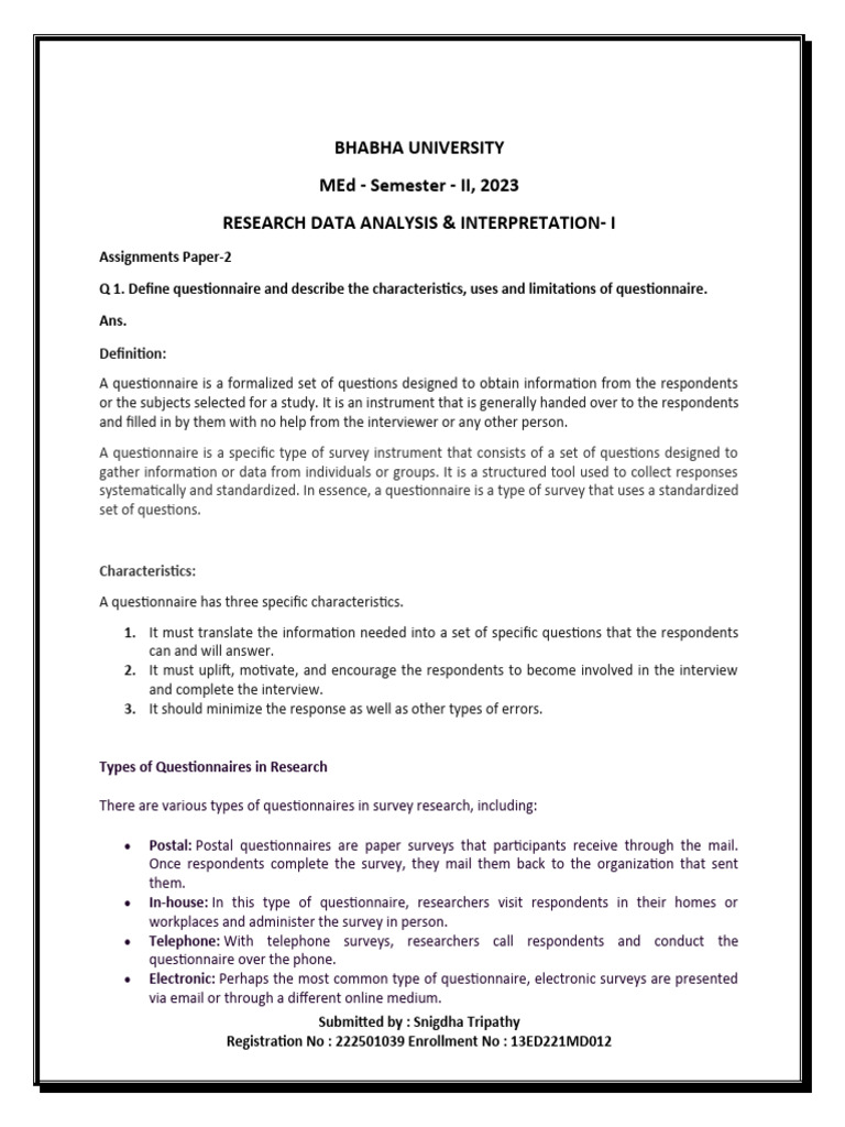 Assignment Papers 2 Semister II | PDF | Quantitative Research ...