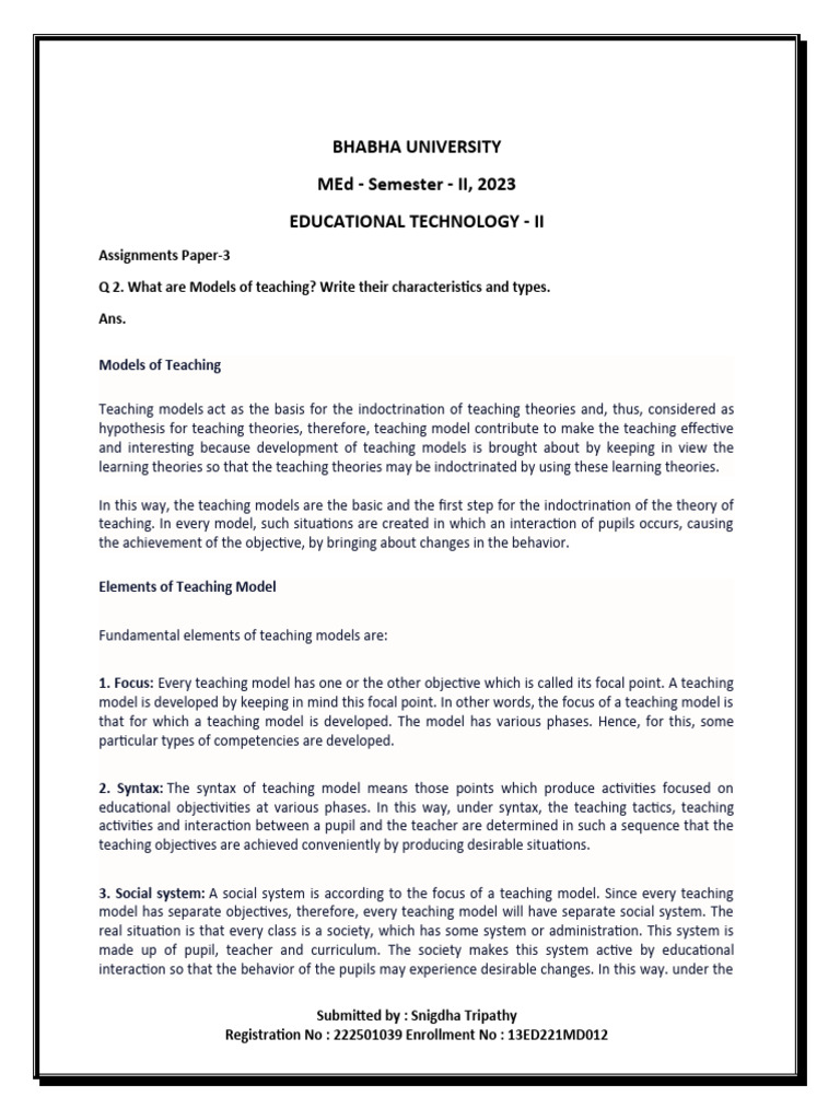 Assignment Papers 3 Semister II | PDF | Distance Education | Teachers