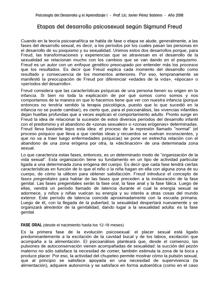 Ficha - Etapas Del Desarrollo Psicosexual Según Freud, 2018 | PDF | Complejo de Edipo ...