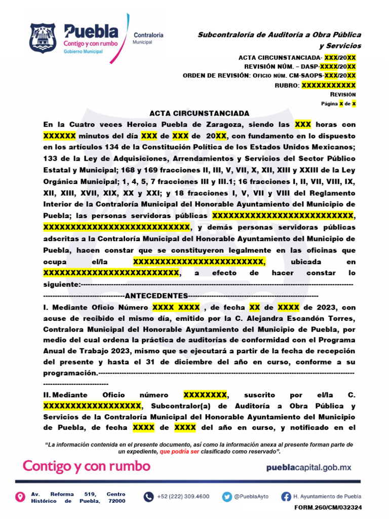 FORM.260 CM 032324 Formato Acta Circunstanciada SAOPS-DASP | PDF
