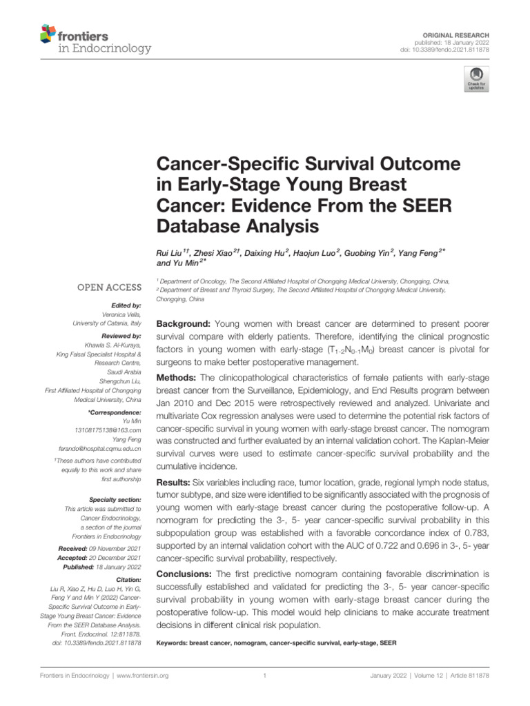 Cancer-Specific Survival Outcome in Early-Stage Young Breast Cancer ...