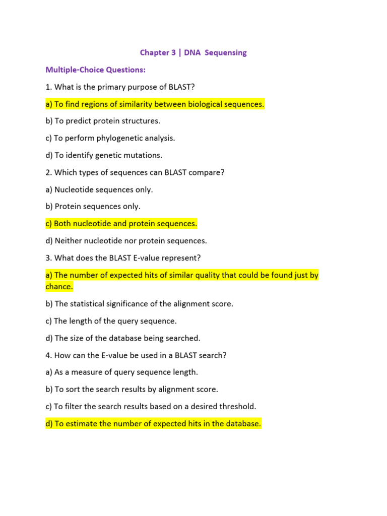 Questions - PDNA - Sequence Lec 4 | PDF | Sequence Alignment | Nucleic Acid Sequence