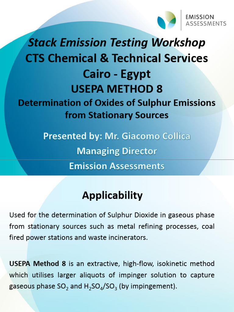 CTS Presentation USEPA Method 8 - EAPL | PDF | Sulfuric Acid | Sulfur