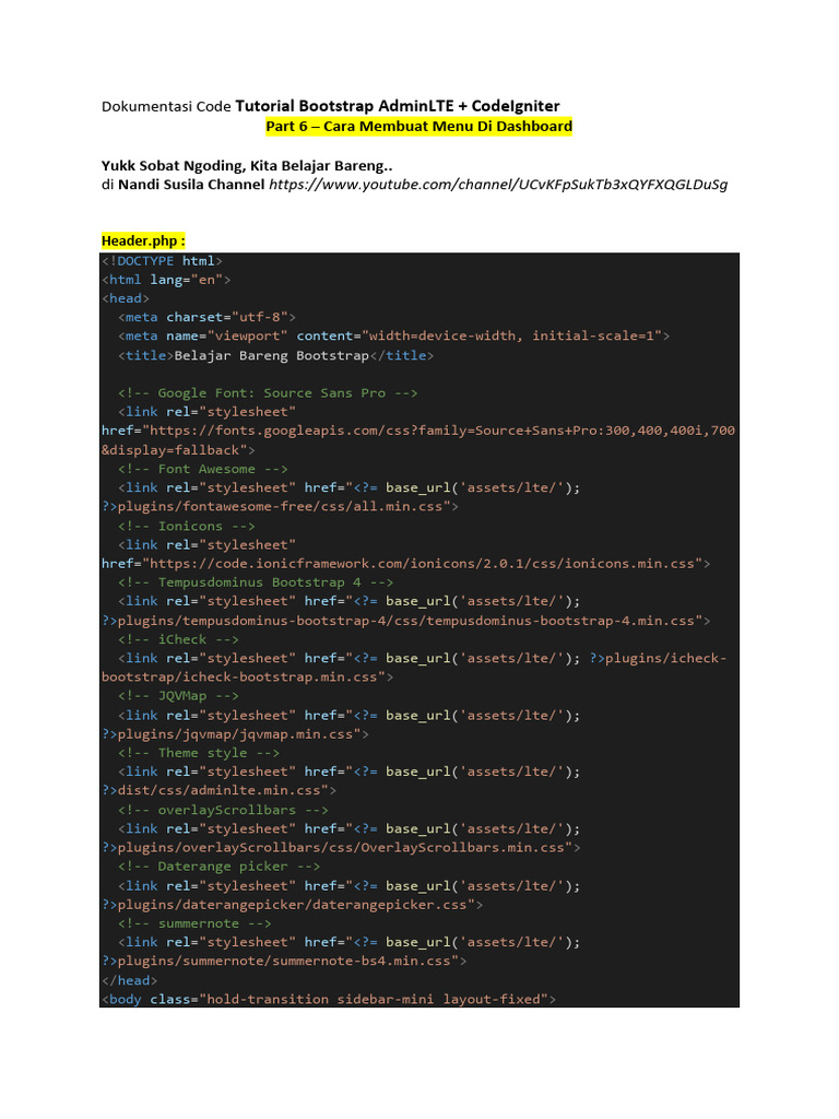 Code Belajar Bareng Bootstrap | PDF