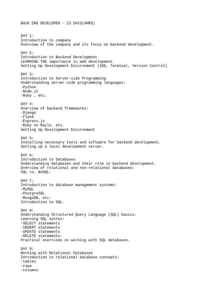 Back End Developer | PDF | No Sql | Databases