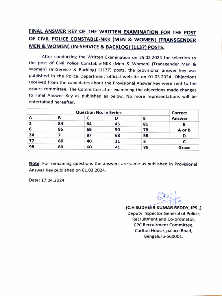 1137 Final Key Answer | PDF