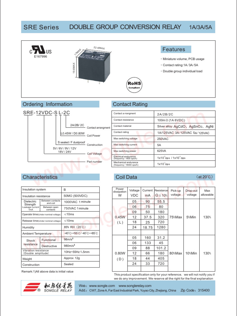 Sre 24VDC SL 2C | PDF | Inductor | Insulator (Electricity)