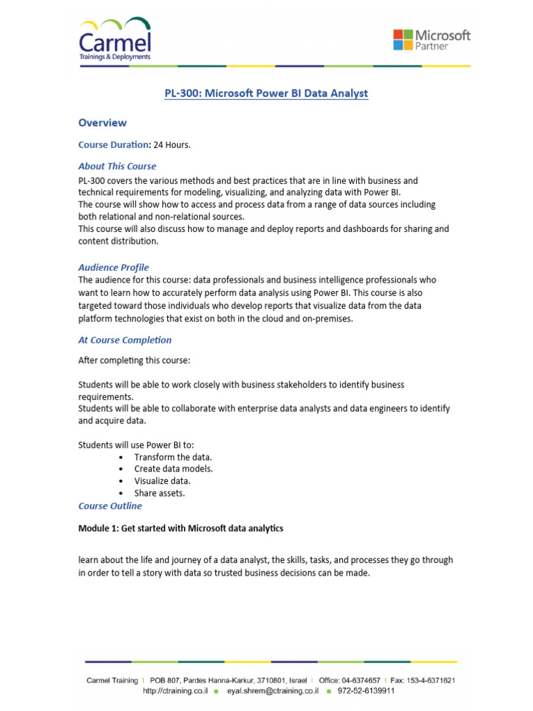 PL-300: Microsoft Power BI Data Analyst | PDF | Data | Data Analysis