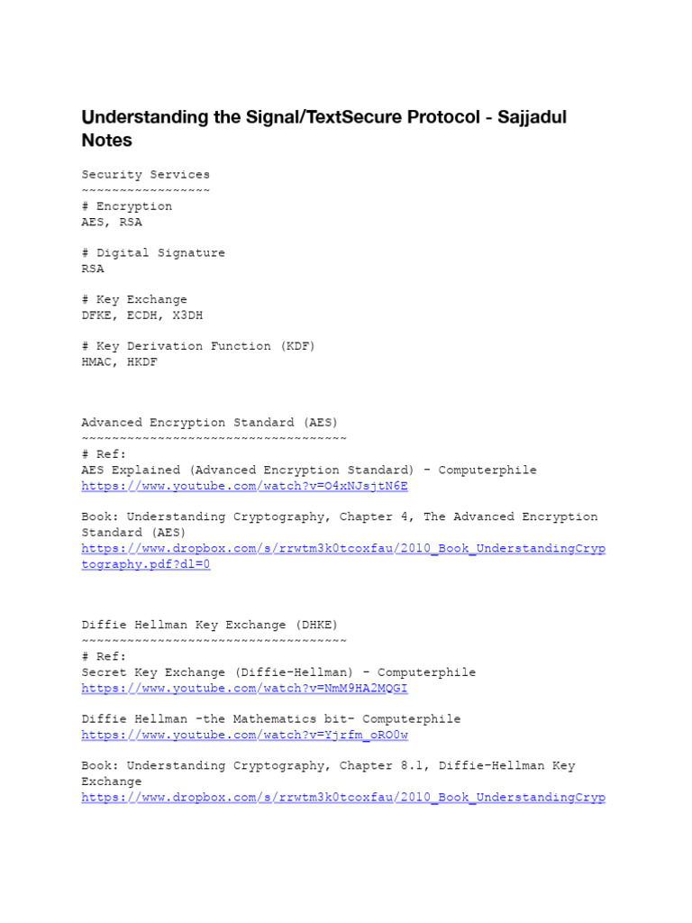 Understanding Signal Protocol Notes | PDF | Key (Cryptography) | Public ...