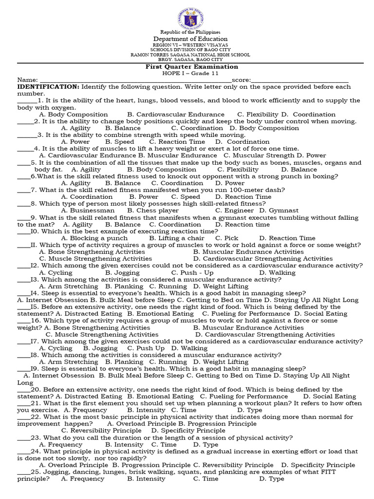 Pe Exam Ist Sem 2024_024007 | Download Free PDF | Physical Fitness ...