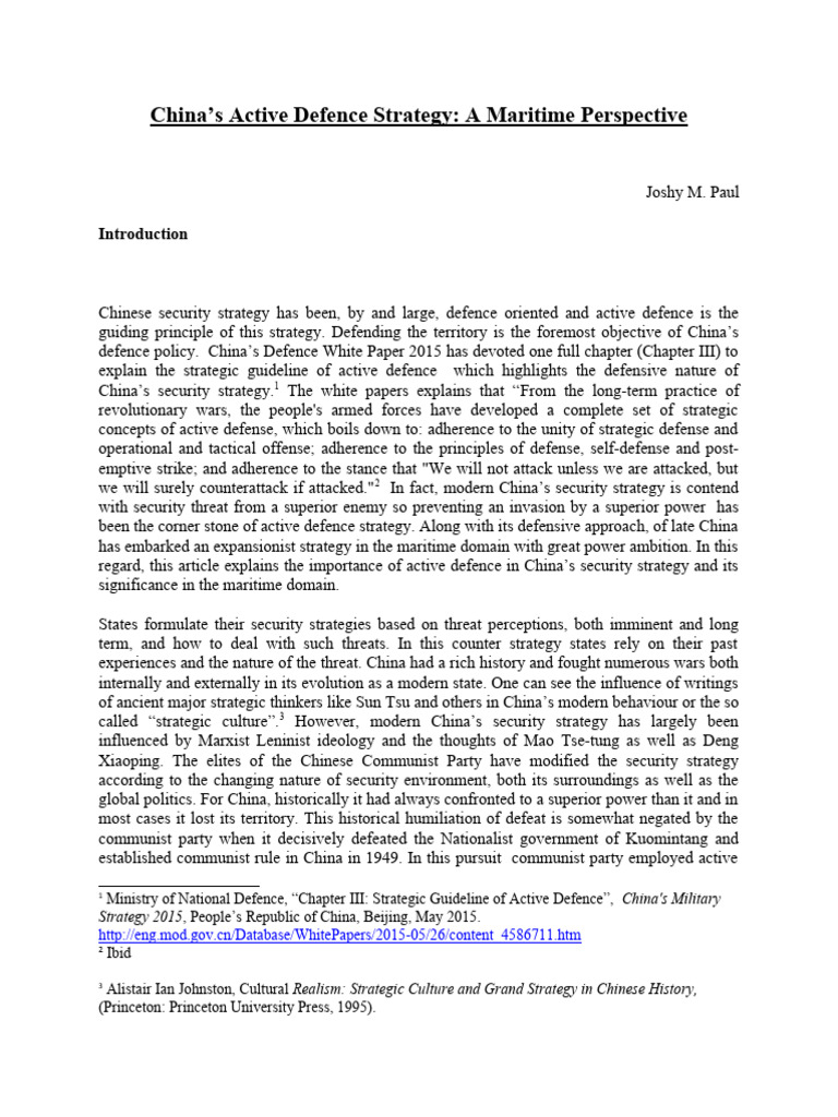 China's Maritime Active Defence Strategy | PDF | Military Strategy ...