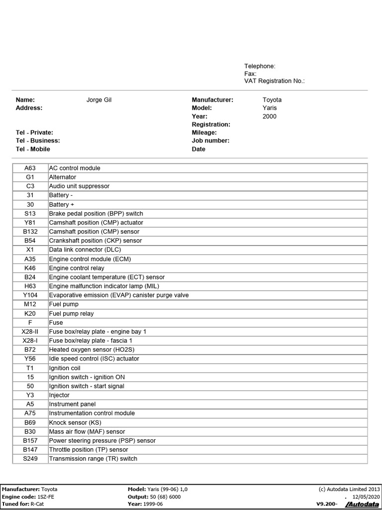 Toyota Yaris 1 0 1SZ FE Engine Diagram | PDF | Engines | Vehicle Technology