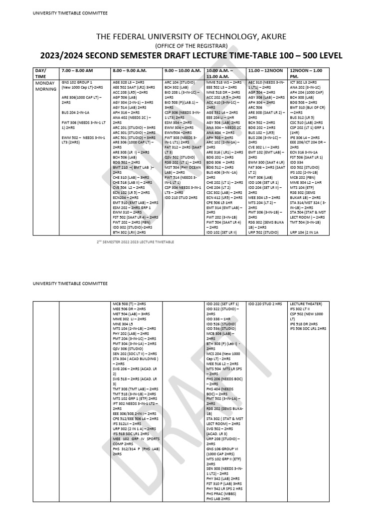 Draft 23-24 2nd Sem Lecture Timetable | PDF