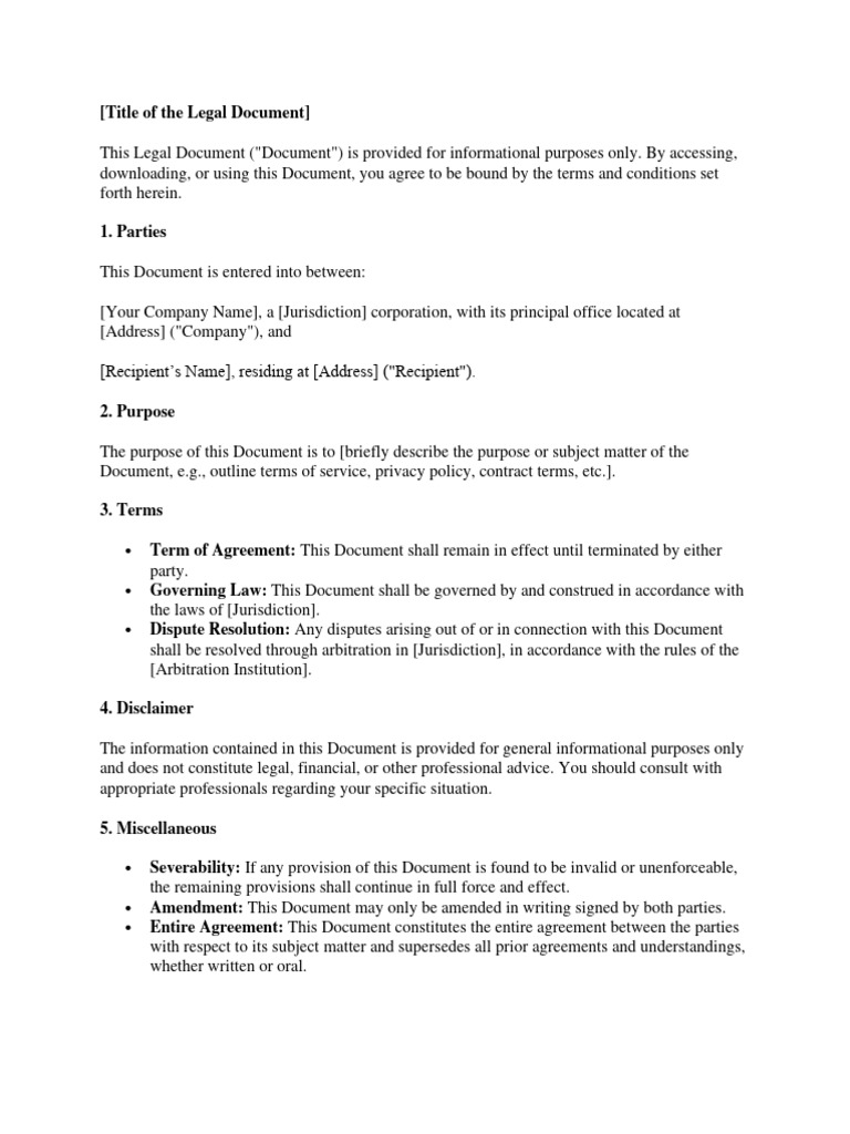 Template For Drafting A Legal Contract Between Two Parties | PDF ...