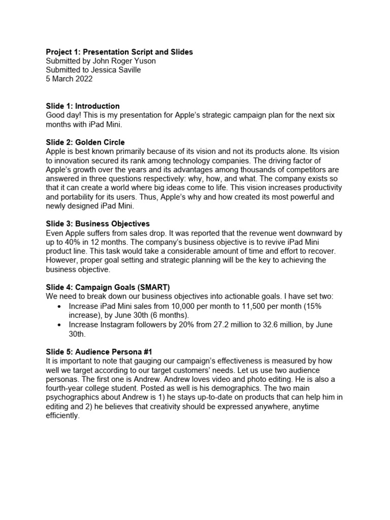 9.3 Project 1 Presentation Script and Slides | Download Free PDF | I ...