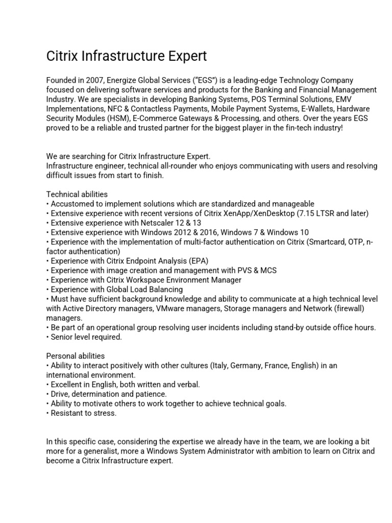 Citrix Infrastructure Expert | PDF | Citrix Systems | Smart Card