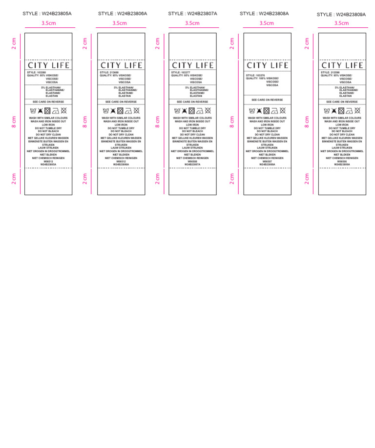 Revised City Life Care Label Layout 805+806+807+808+809 | PDF
