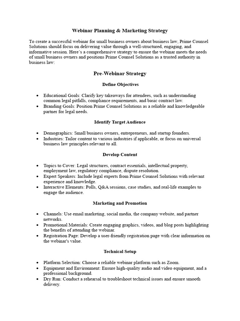 Business Law Webinar for Entrepreneurs | PDF | Web Conferencing ...