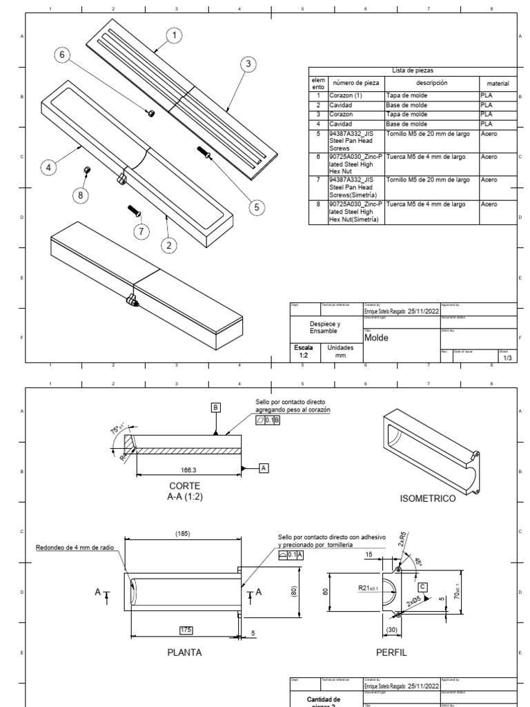 Molde Cilindrico Largo Dibujo v20 | PDF | Metalurgia | Materiales de ...