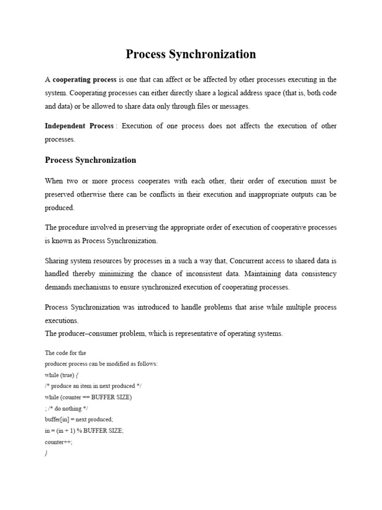 Understanding Process Synchronization | PDF | Process (Computing) | Computer Engineering