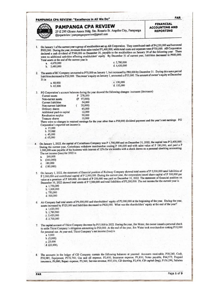 Far Pcparmockexam | PDF