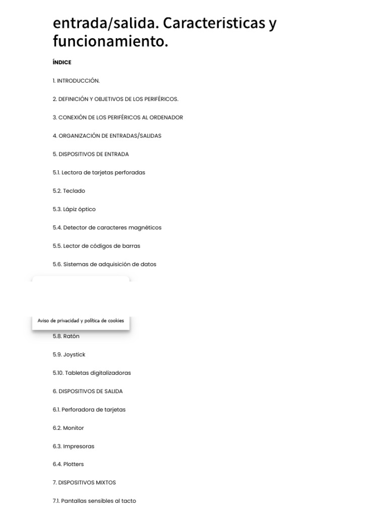 Tema 12 - Dispositivos Periféricos de Entrada - Salida. Características y Funcionamiento ...