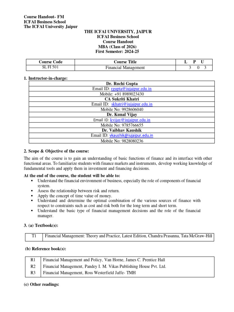 FM Course Handout 2024 | PDF | Valuation (Finance) | Cost Of Capital FM Course Handout 2024 | PDF | Valuation (Finance) | Cost Of Capital