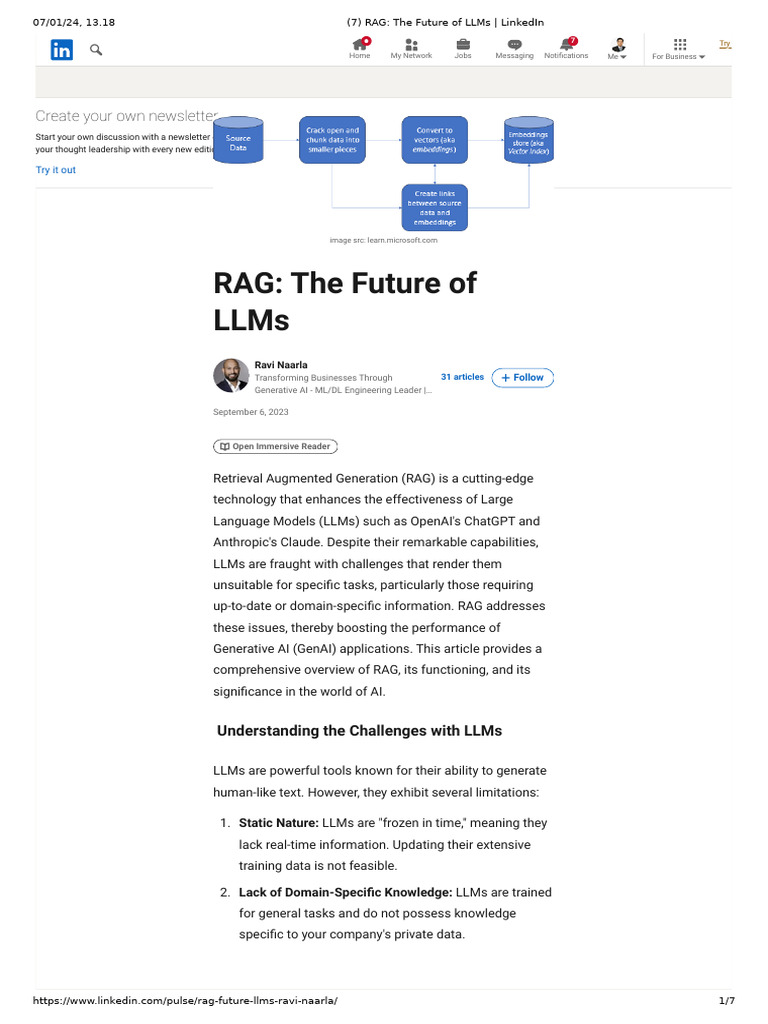 RAG - The Future of LLMs - LinkedIn | PDF | Databases | Information Retrieval