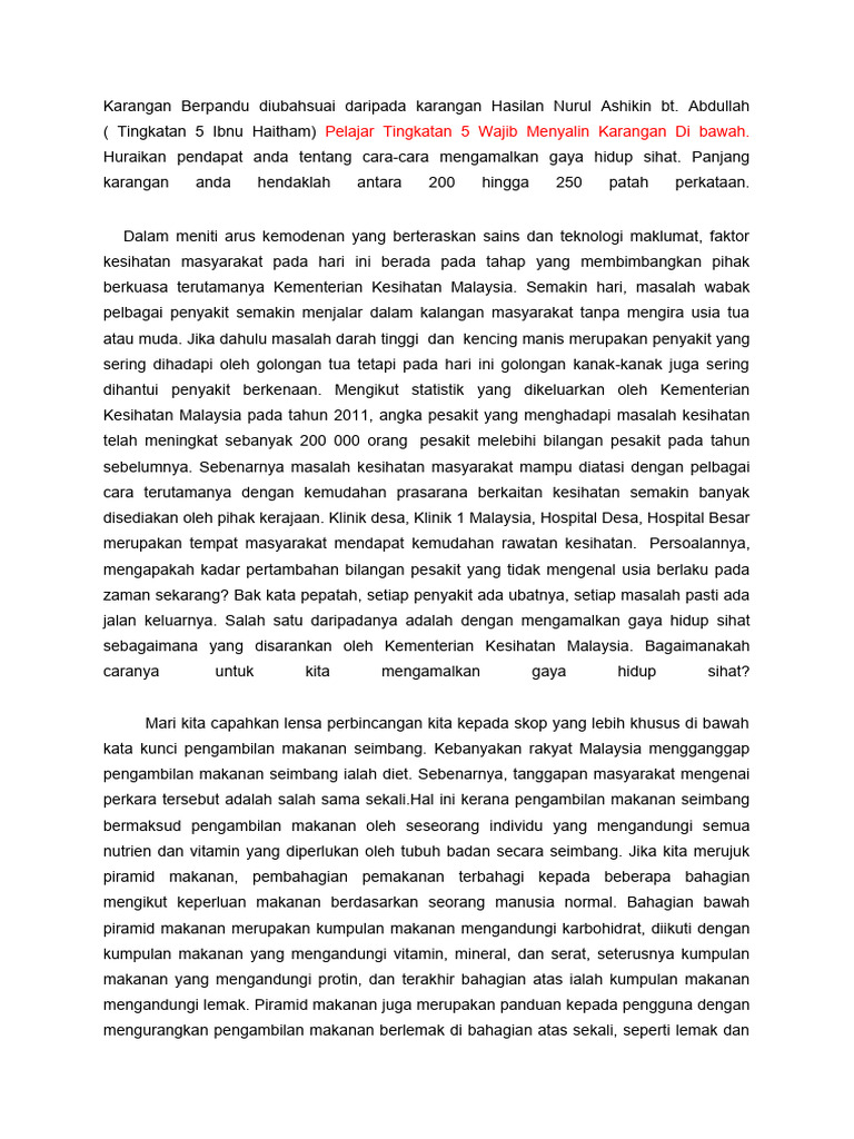 Contoh Karangan SPM | PDF