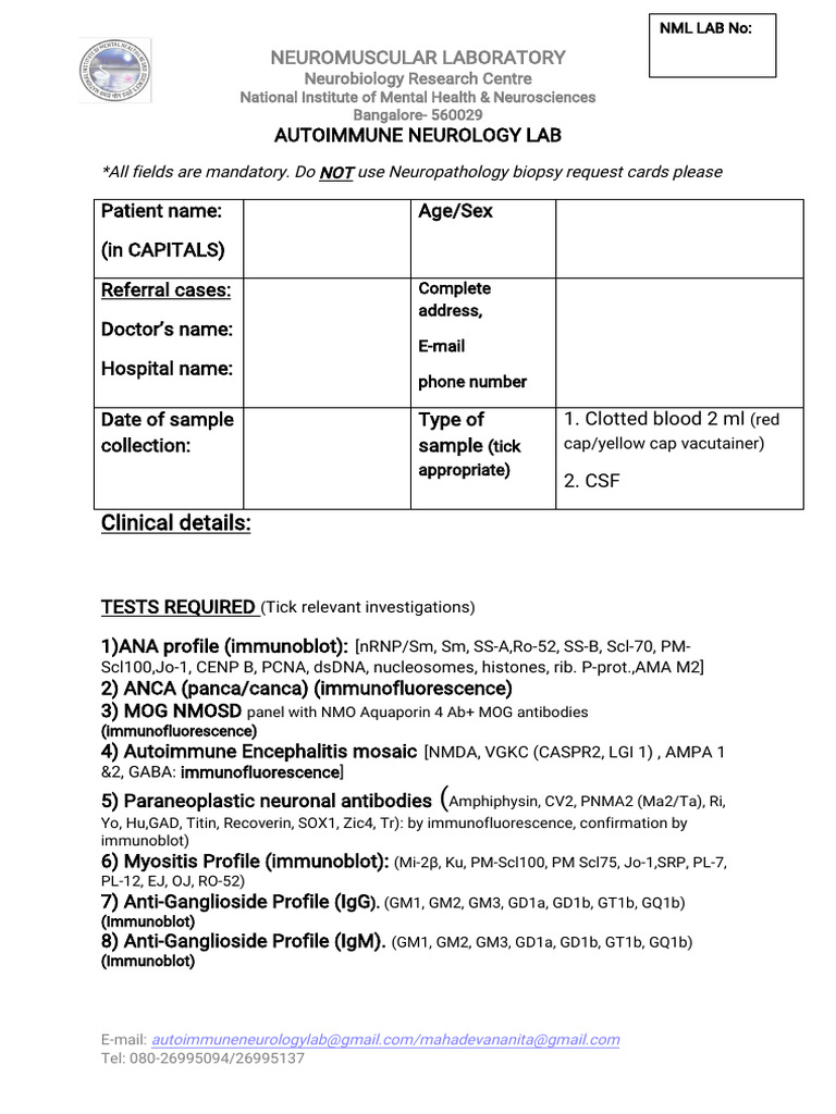 NIMHANS Autoimmune Panel | PDF