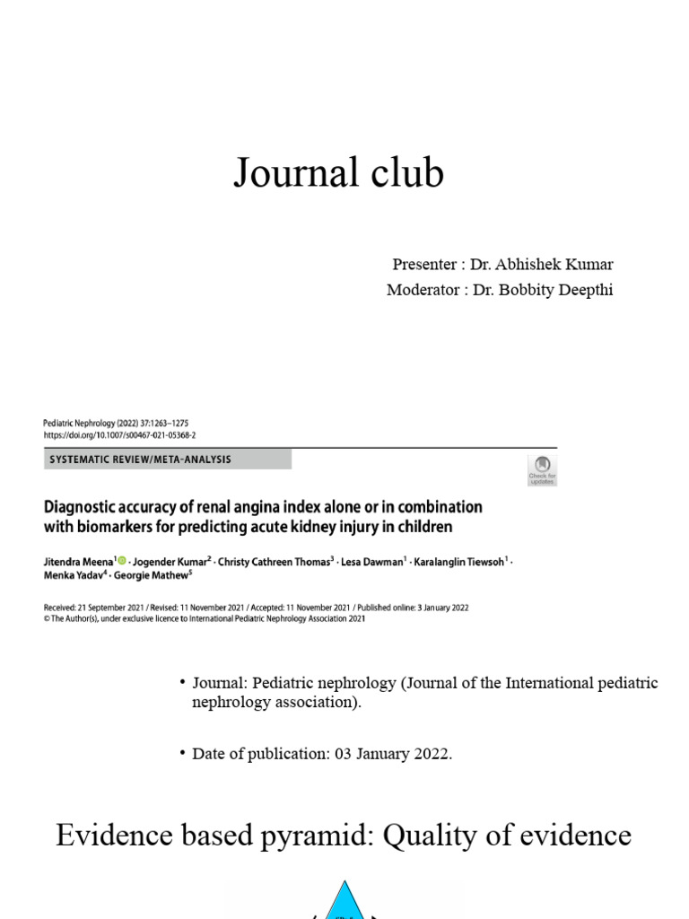 Journal Club Edited | PDF | Systematic Review | Receiver Operating ...