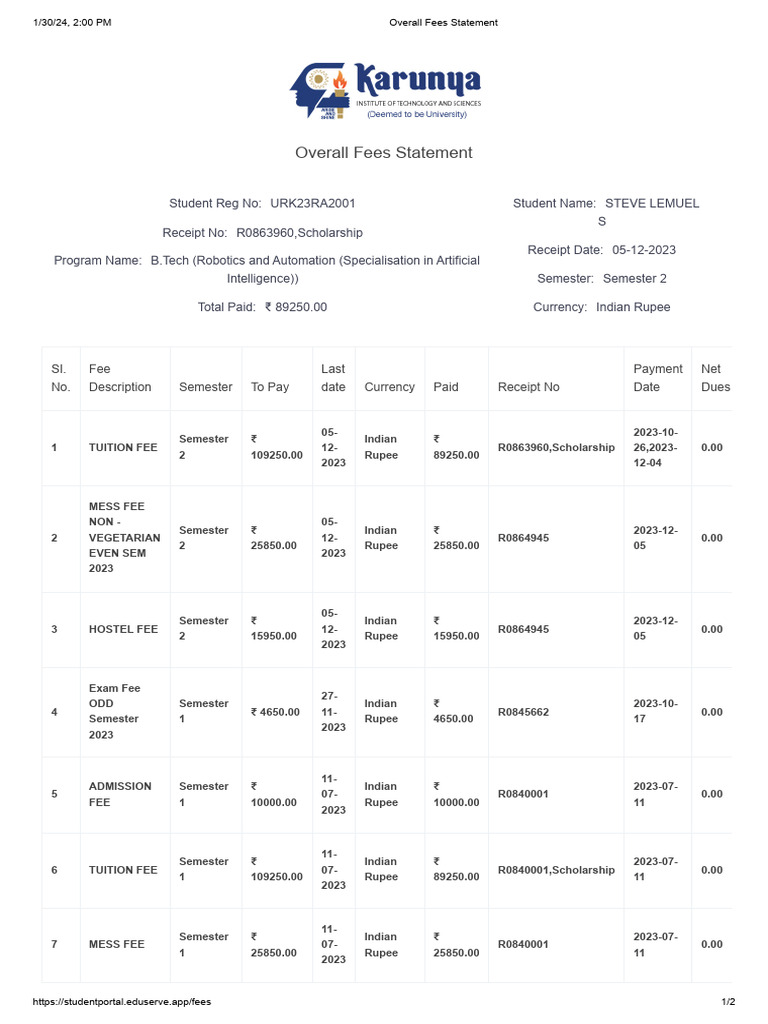 Fee 2023 - 24 | PDF | Rupee | Money