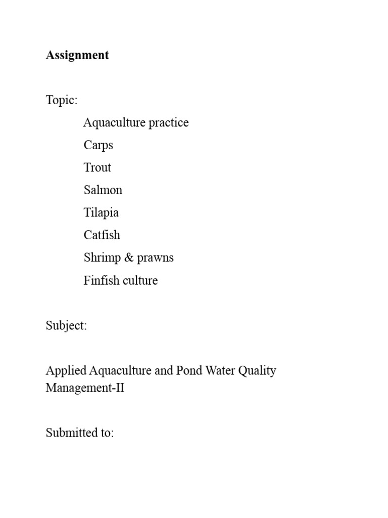 Aqua Culture Practice Assignment Naeem Sab | PDF | Aquaculture | Edible ...