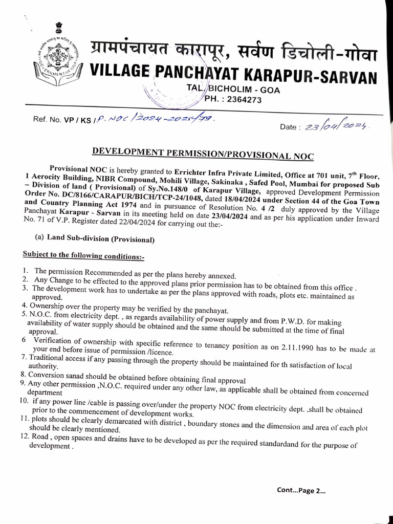 Panchayat Licence Plots Sub Division Provisional | PDF