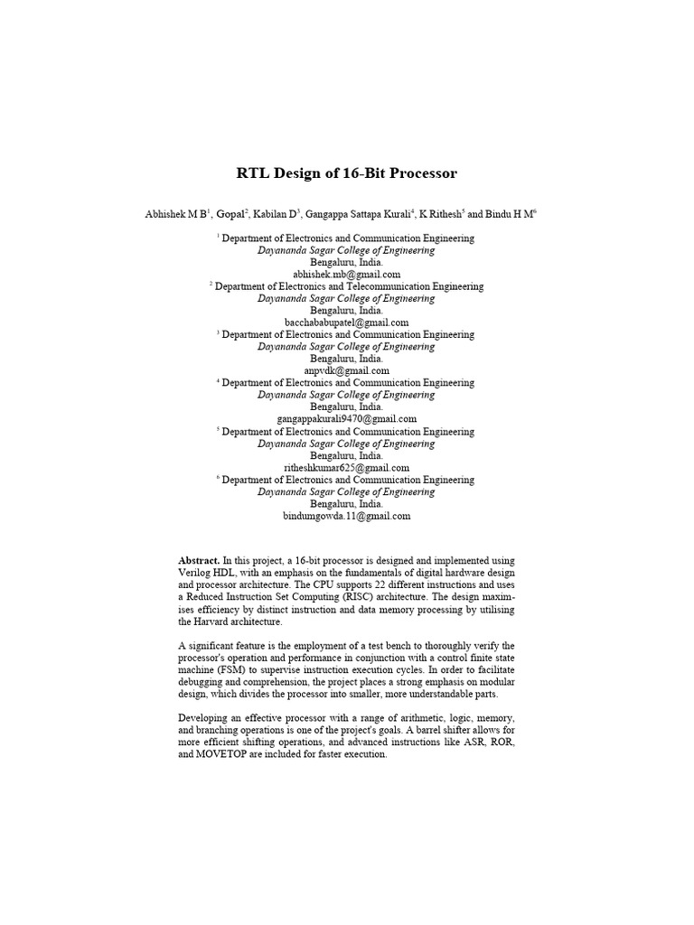 16 Bit Processor | PDF | Central Processing Unit | Input/Output 16 Bit Processor | PDF | Central Processing Unit | Input/Output