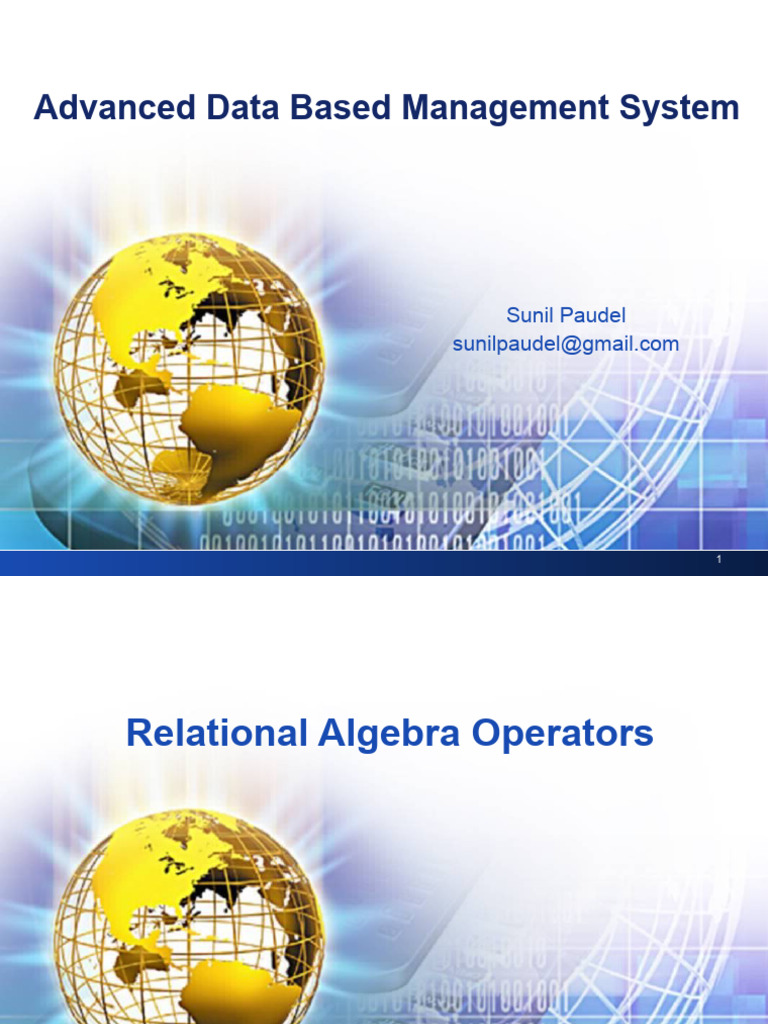 ADBMS Lec3 | PDF | Relational Database | Sql
