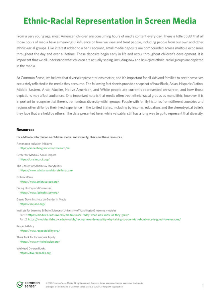 Representation Fact Sheets - Final Release - 0 | PDF | Stereotypes ...