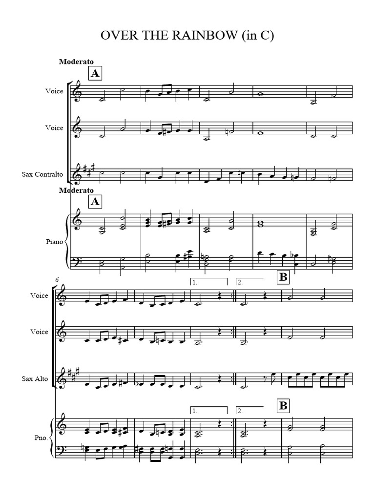OVER THE RAINBOW in C | PDF | Singing | Vocal Music