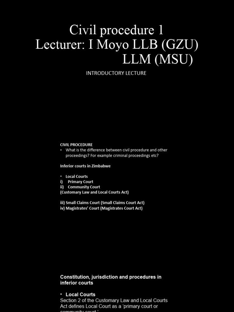 Civil Procedure - Lecture 1.Pptm | PDF | Judgment (Law) | Magistrate Civil Procedure - Lecture 1.Pptm | PDF | Judgment (Law) | Magistrate