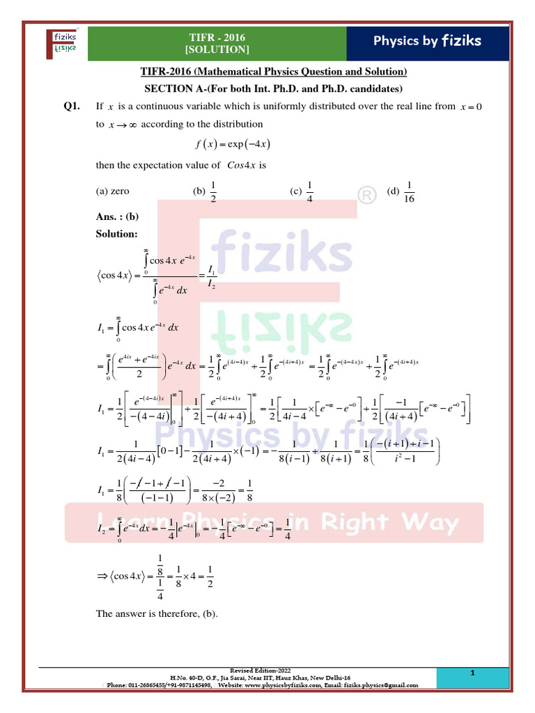 TIFR Question With Solution 2016 | PDF | Eigenvalues And Eigenvectors | Ion TIFR Question With Solution 2016 | PDF | Eigenvalues And Eigenvectors | Ion