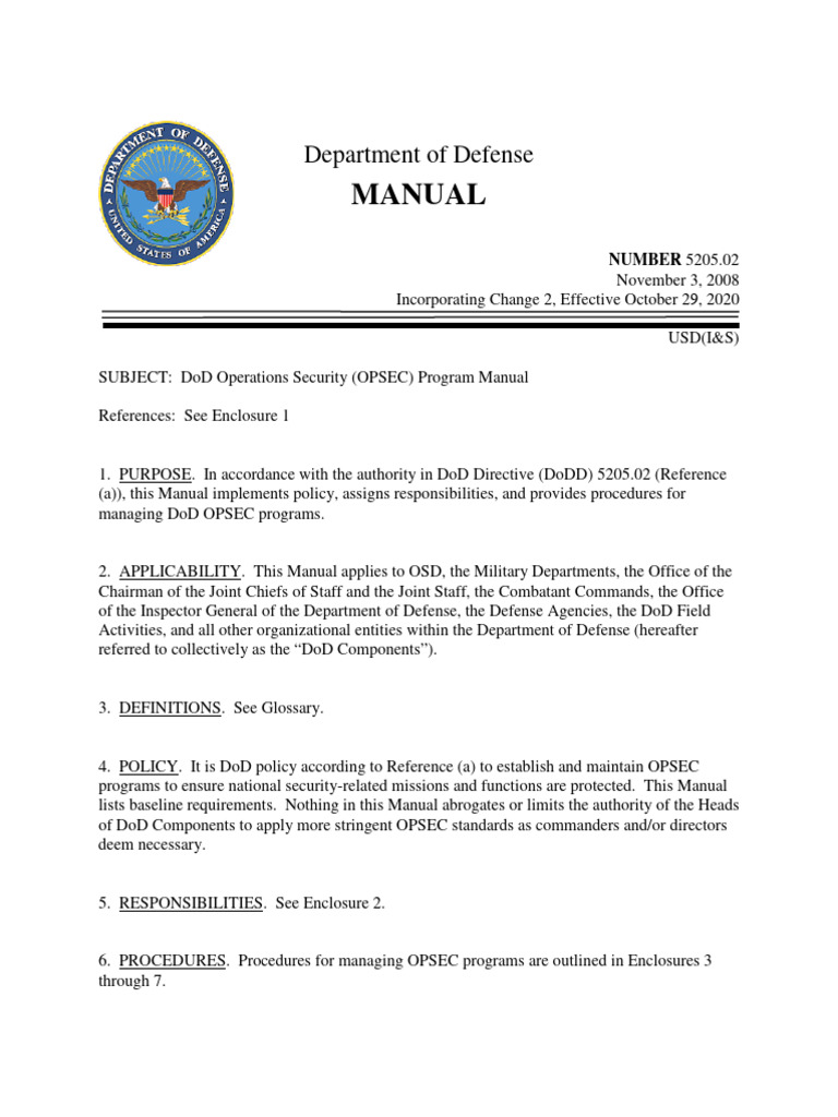 DoD OPSEC Manual | PDF | United States Department Of Defense ...