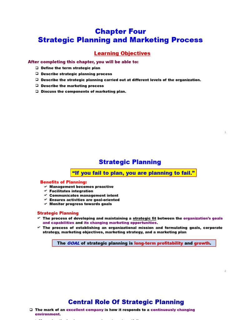 Chapter Four Strategic Planning and Marketing Process | PDF | Marketing ...