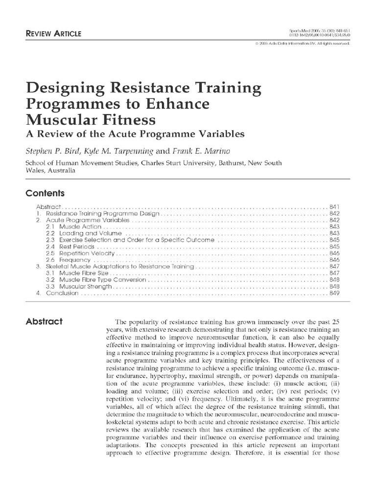 Designing Resistance Training | PDF