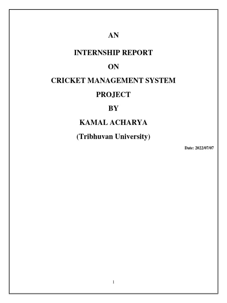 Cricket Management System Ptoject Report | PDF | Databases | User ...