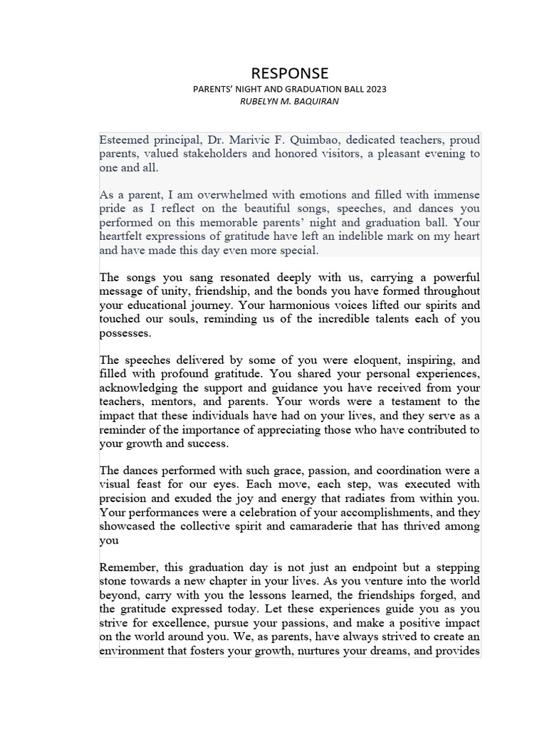 RESPONSE | PDF | Gratitude