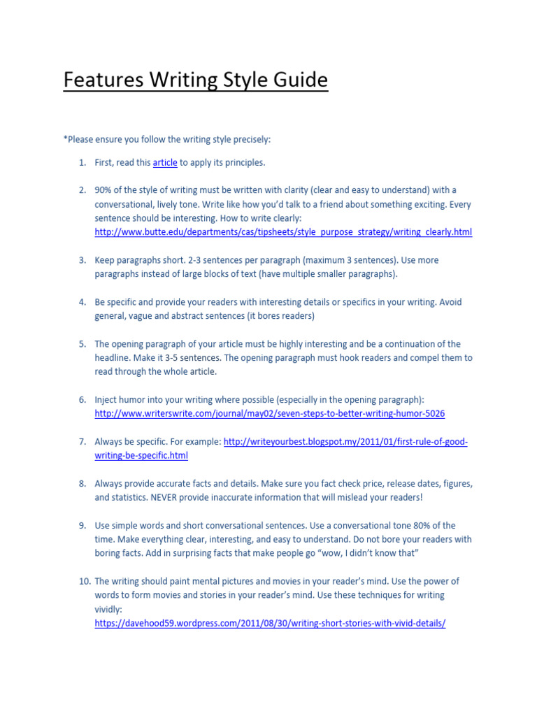 Features Article Writing Style Guide | PDF | Zombies