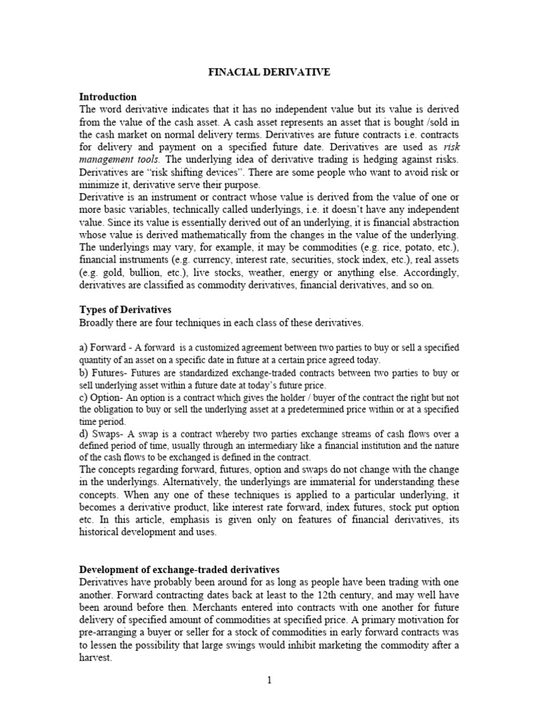 Understanding Financial Derivatives | PDF | Derivative (Finance ...